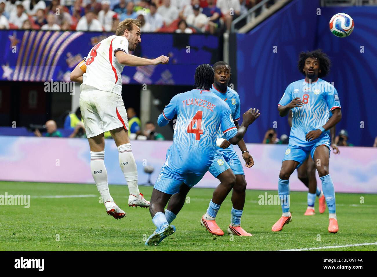 England's Harry Kane (9) scores his side's first goal against Congo ...