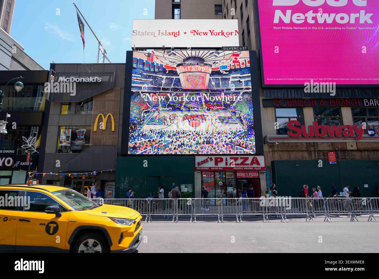 Detailed view of a New York or Nowhere ad outside of Madison Square ...