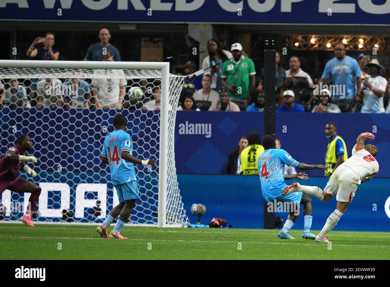 England's Harry Kane (9) scores his side's second goal during the World ...