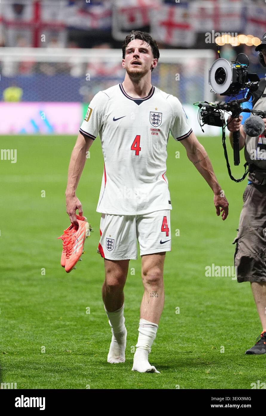 England's Declan Rice heads for the tunnel after the FIFA World Cup ...