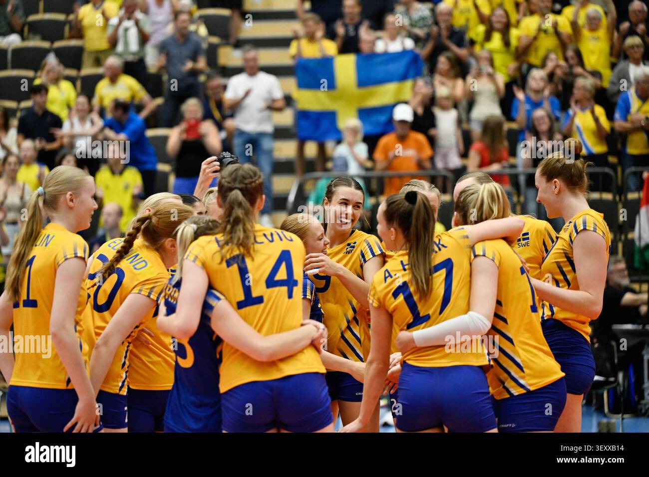 ÖREBRO, SWEDEN 20260701Sweden's Gun Hindgren celebrates with the team ...