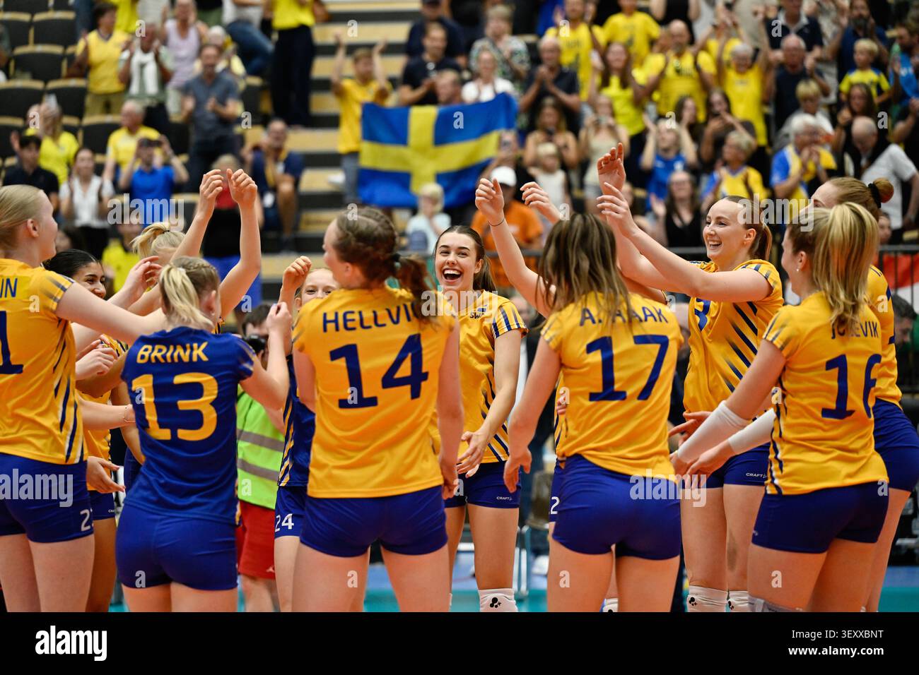 ÖREBRO, SWEDEN 20260701Sweden's Gun Hindgren celebrates with the team ...