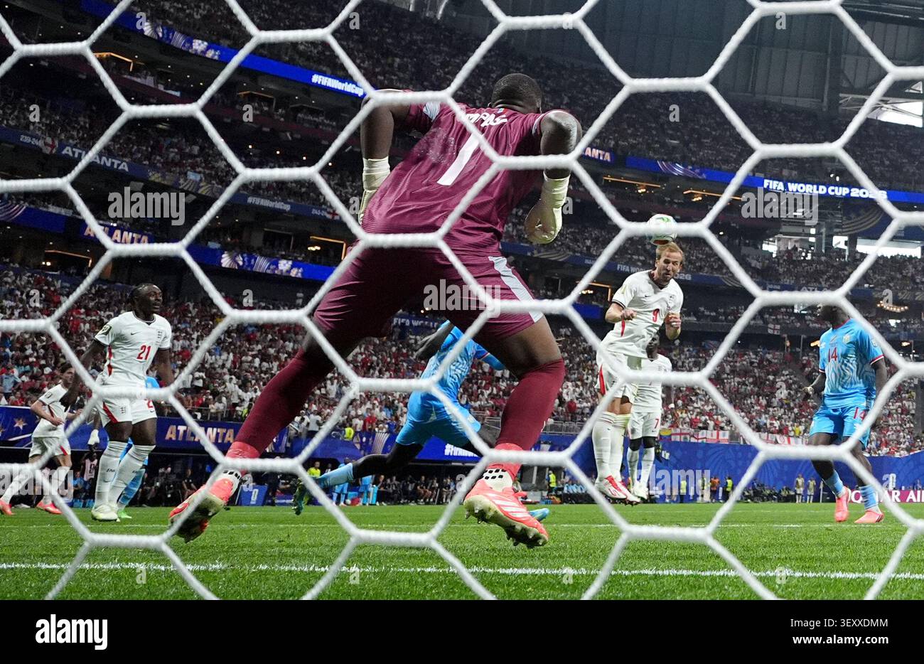 England's Harry Kane scores their side's first goal of the game during ...