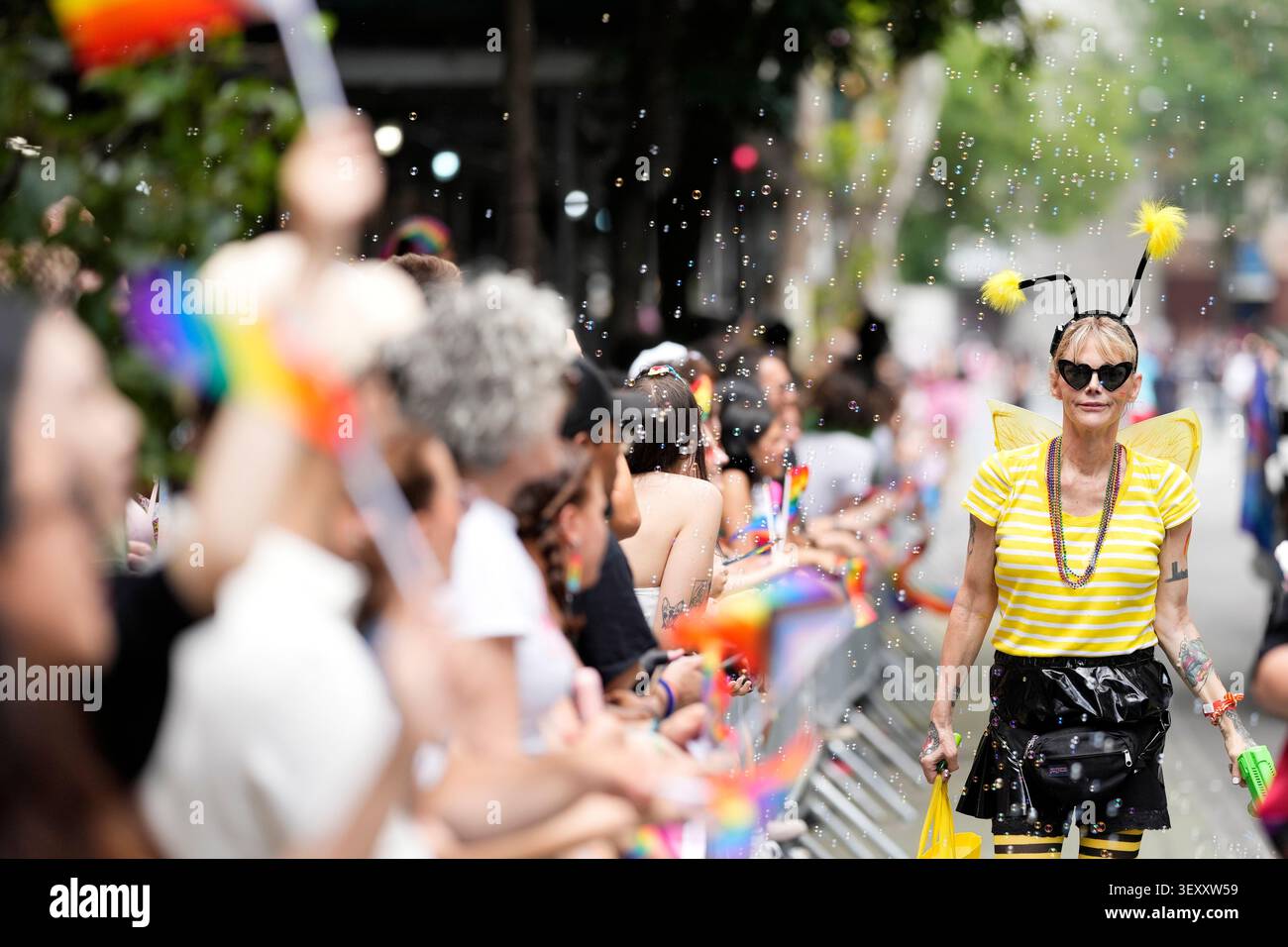 A parade-goer in a bee costume walks in the 57th annual NYC Pride March ...