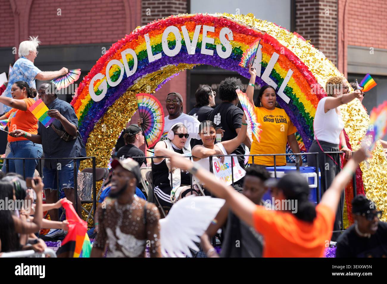 Participants from Riverside Church ride a float during the 57th annual ...