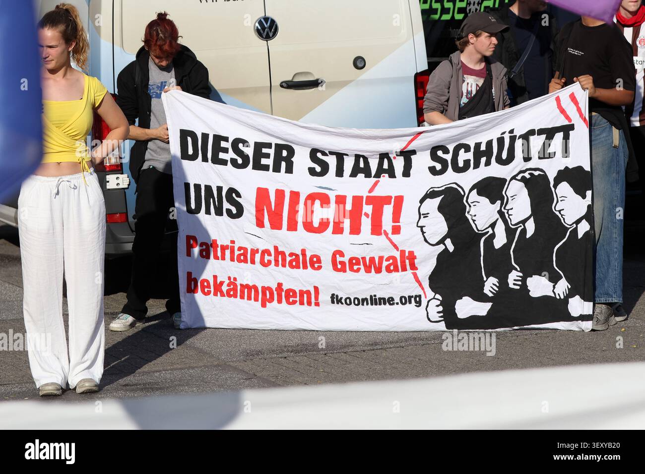 01 July 2026, Hamburg: Participants gathered at a rally at the main ...