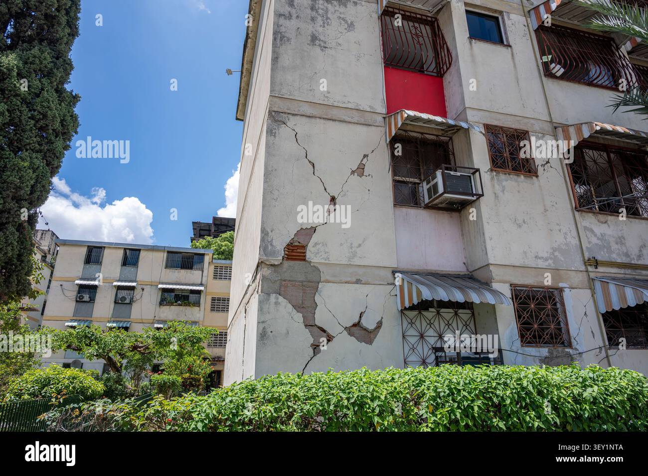 Buildings and apartments show extensive damage at the Eugenio Mendoza ...