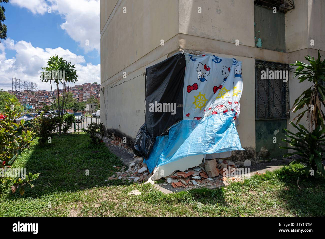 Buildings and apartments show extensive damage at the Eugenio Mendoza ...