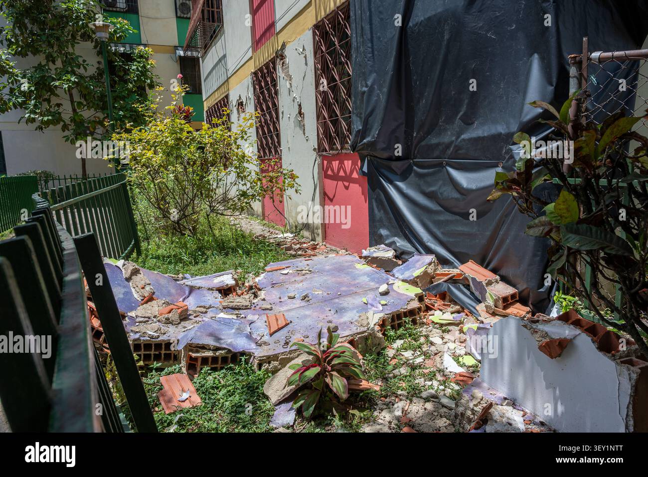 Buildings and apartments show extensive damage at the Eugenio Mendoza ...