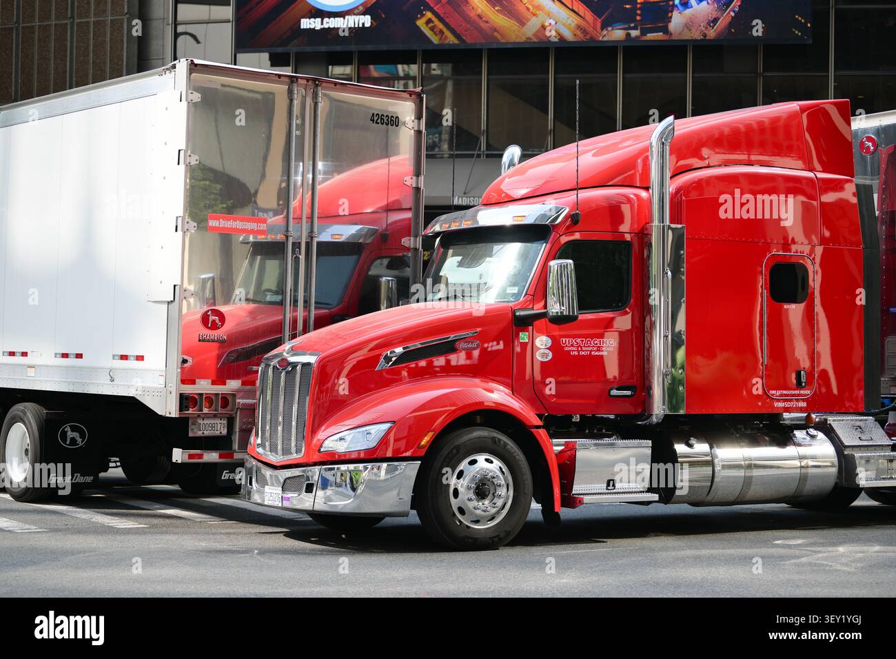 New York City, United States of America. 1 July, 2026. Trucks are set ...