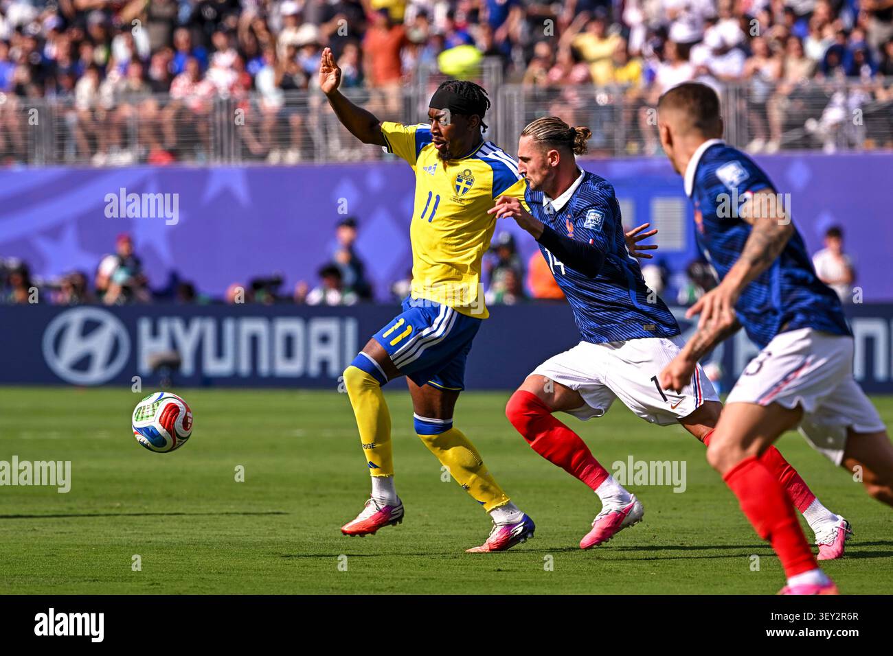 Sweden's Anthony ELANGA and France's Adrien RABIOT during the FIFA ...