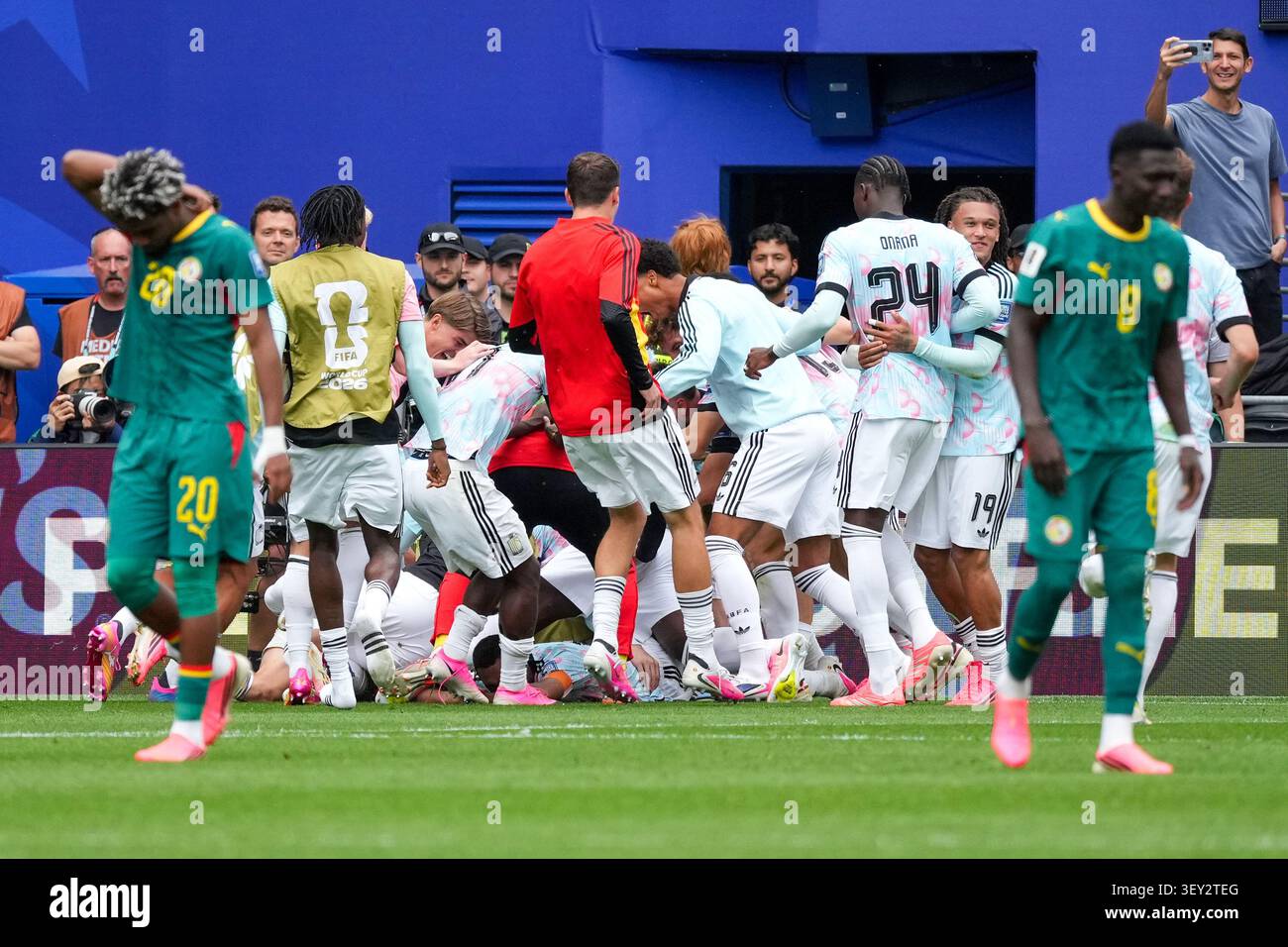 Belgium's Youri Tielemans (8) celebrates with teammates after scoring ...