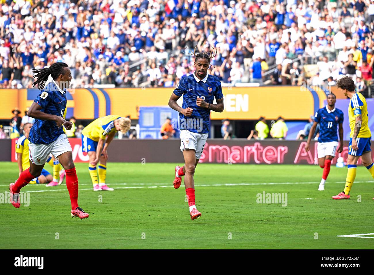 France's Bradley BARCOLA celebrates his goal during the FIFA World Cup ...