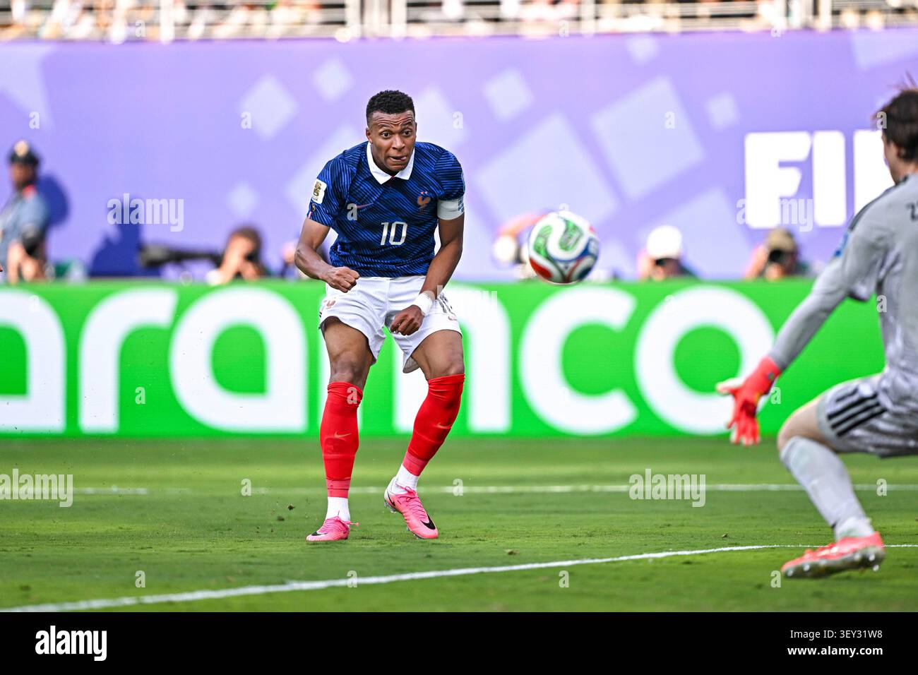 France's Kylian MBAPPE scores his second goal during the FIFA World Cup ...