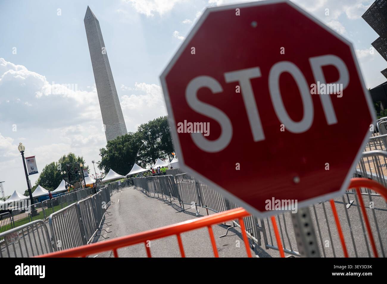 A security checkpoint is seen near the Washington Monument ahead of ...