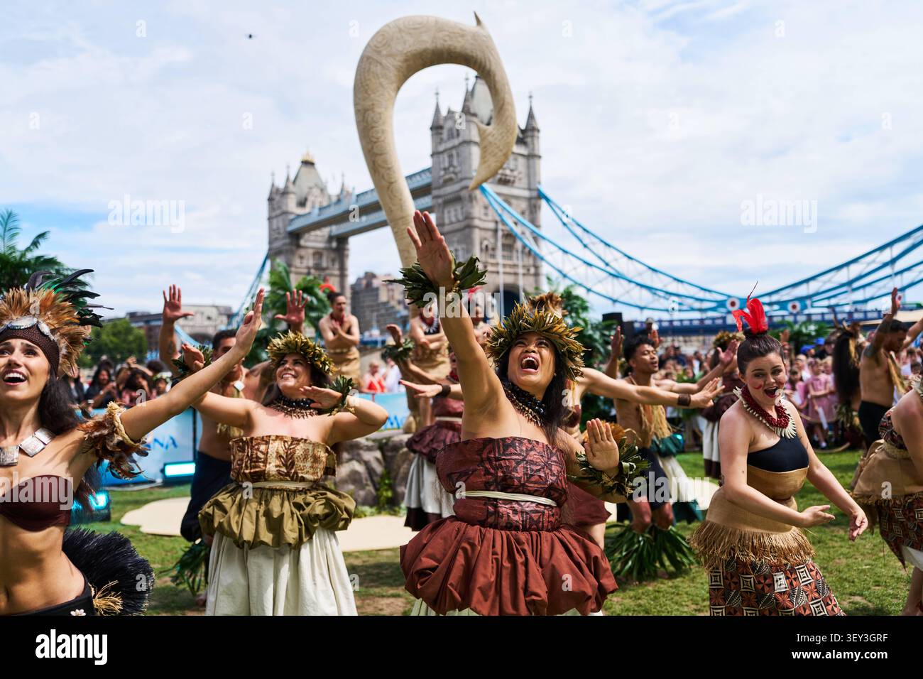 Dancers at the "Moana Experience" in London, Tuesday, June 30, 2026 ...