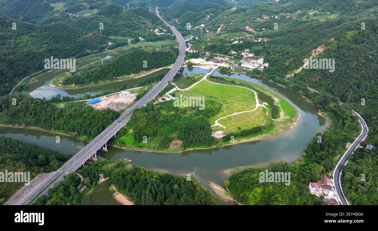 The Malang River winds through mountains in Shiyan, central China's ...