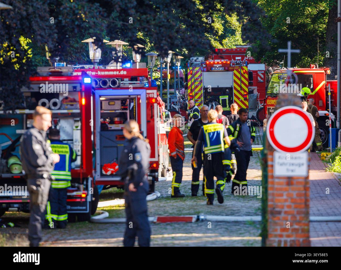02 July 2026, Mecklenburg-Western Pomerania, Ludwigslust: Firefighters ...