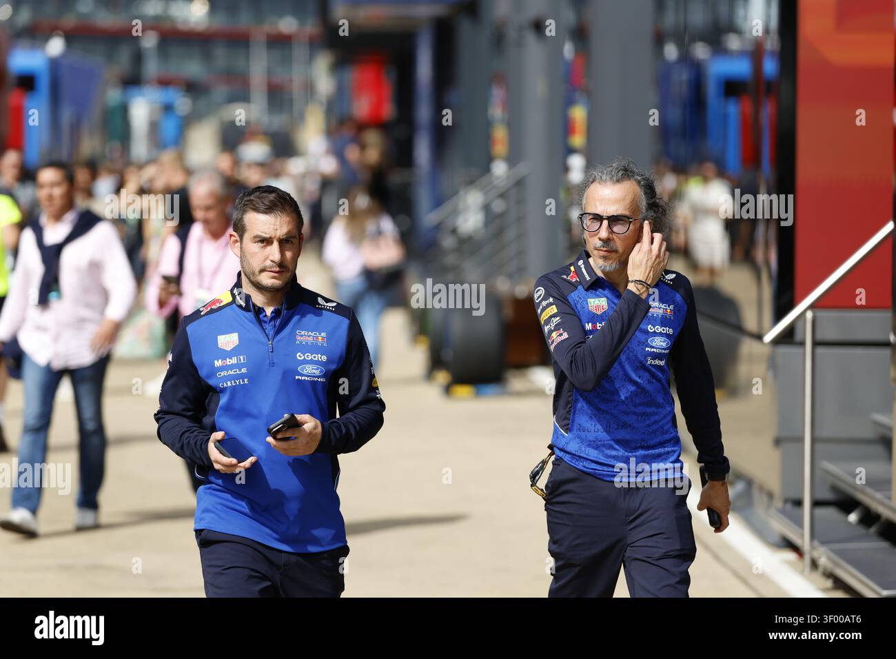 SILVERSTONE - Laurent Mekies (right), Red Bull Racing team principal ...