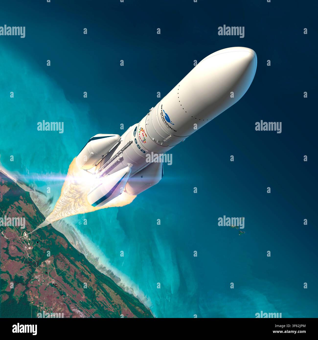 Editorial Use Only Illustration Showing Ariane 6 A64 In Its Four