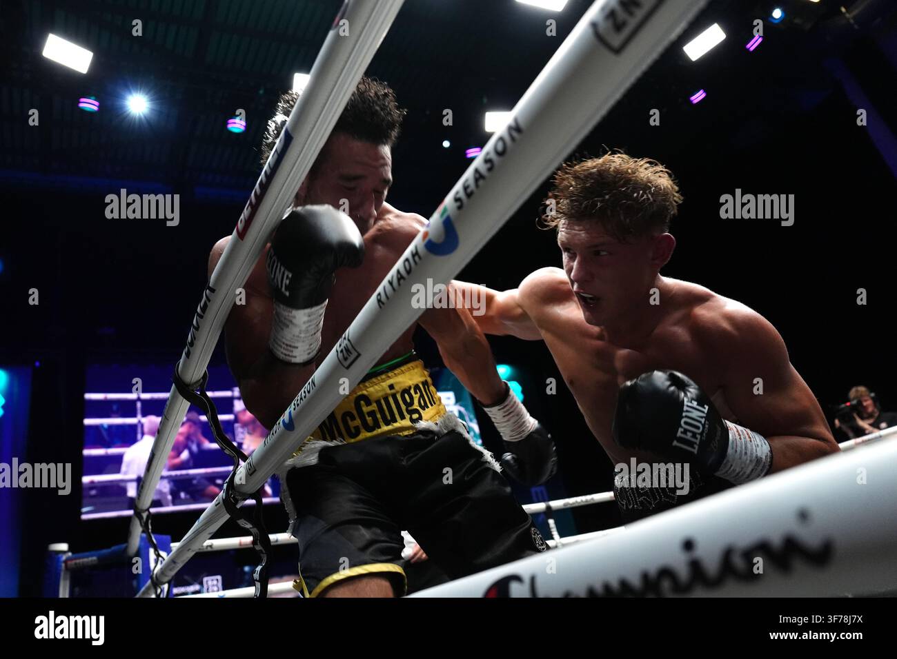 Bradley Casey (right) in action against Ross McGuigan during the ...