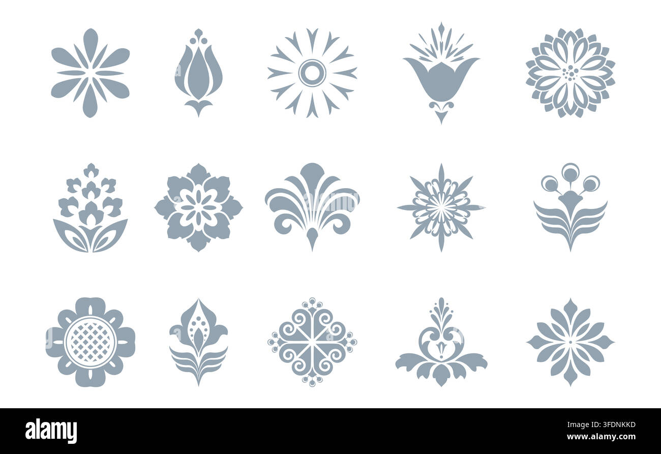 Flower icons set. Isolated elements for design. Vector graphics. Flower ...