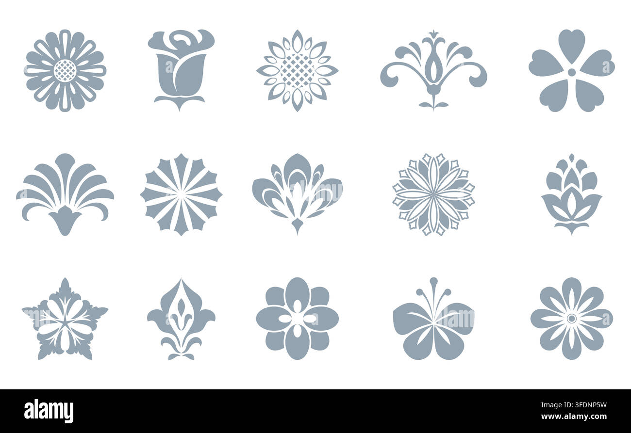 Flower icons set. Isolated elements for design. Vector graphics. Flower ...