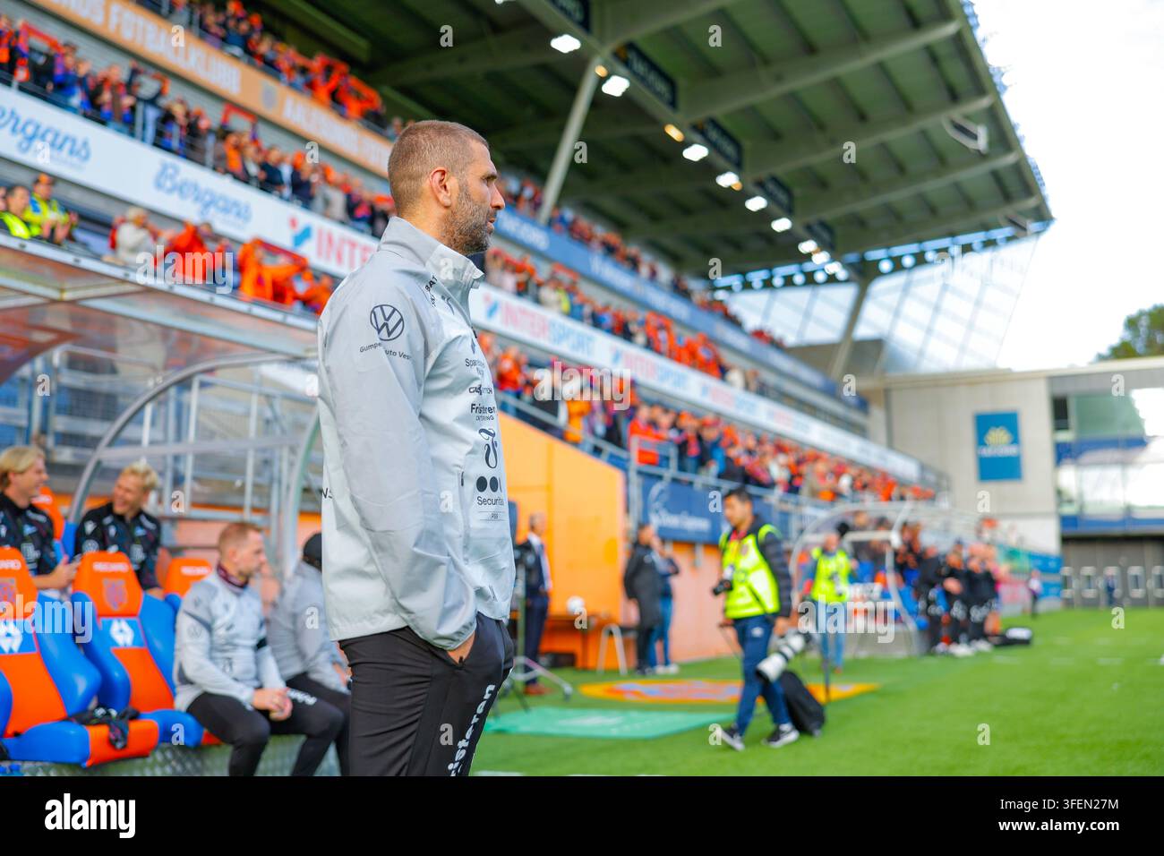 Ålesund 20260904. Start coach Azar Karadas in the Elite Series football ...