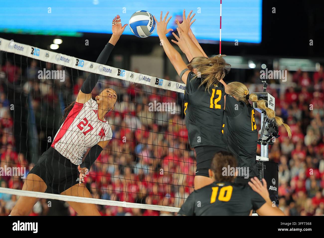 Nebraskas Harper Murray Spikes The Ball During A Match Against
