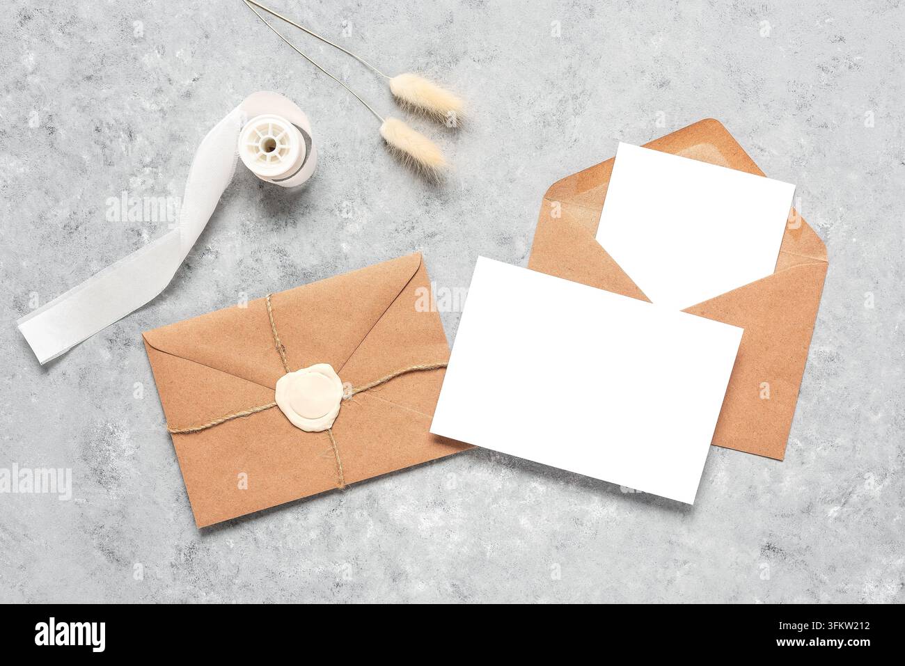 Autumn wedding template with stationery set. Blank greeting card mock ...