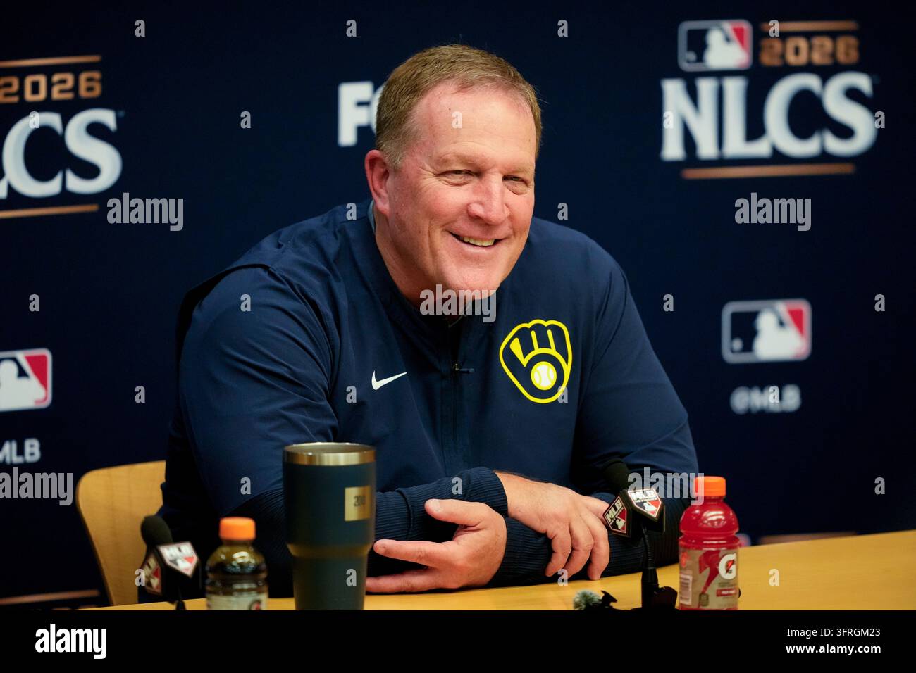Milwaukee Brewers manager Pat Murphy speaks ahead of Game 1 of baseball ...