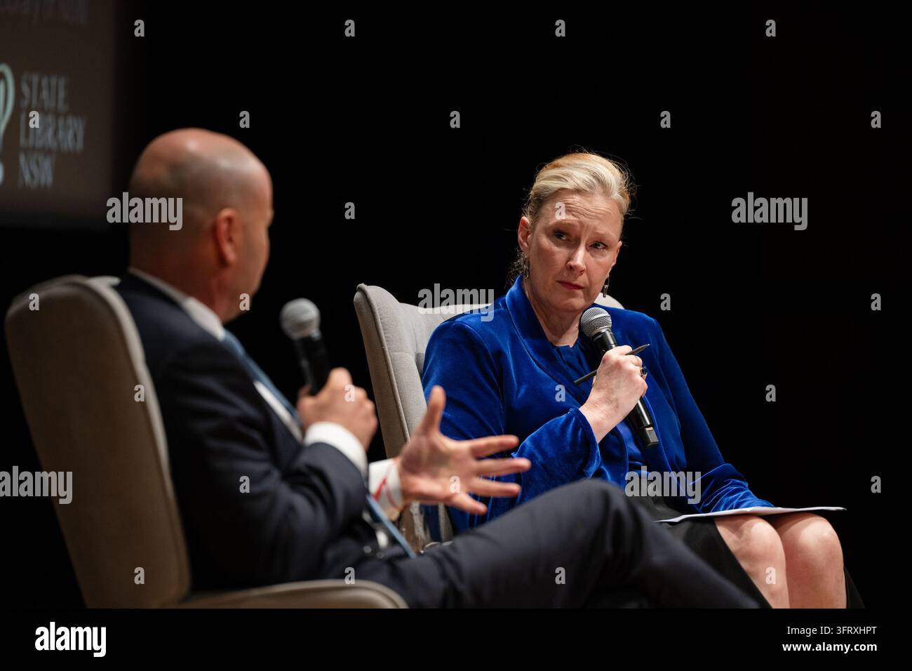 Josh Frydenberg talks with Leigh Sales at the launch of his ...