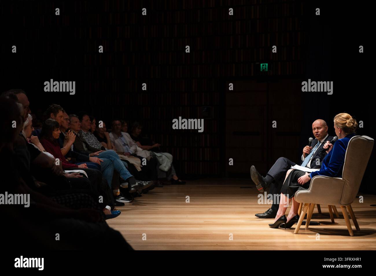 Josh Frydenberg talks with Leigh Sales at the launch of his ...