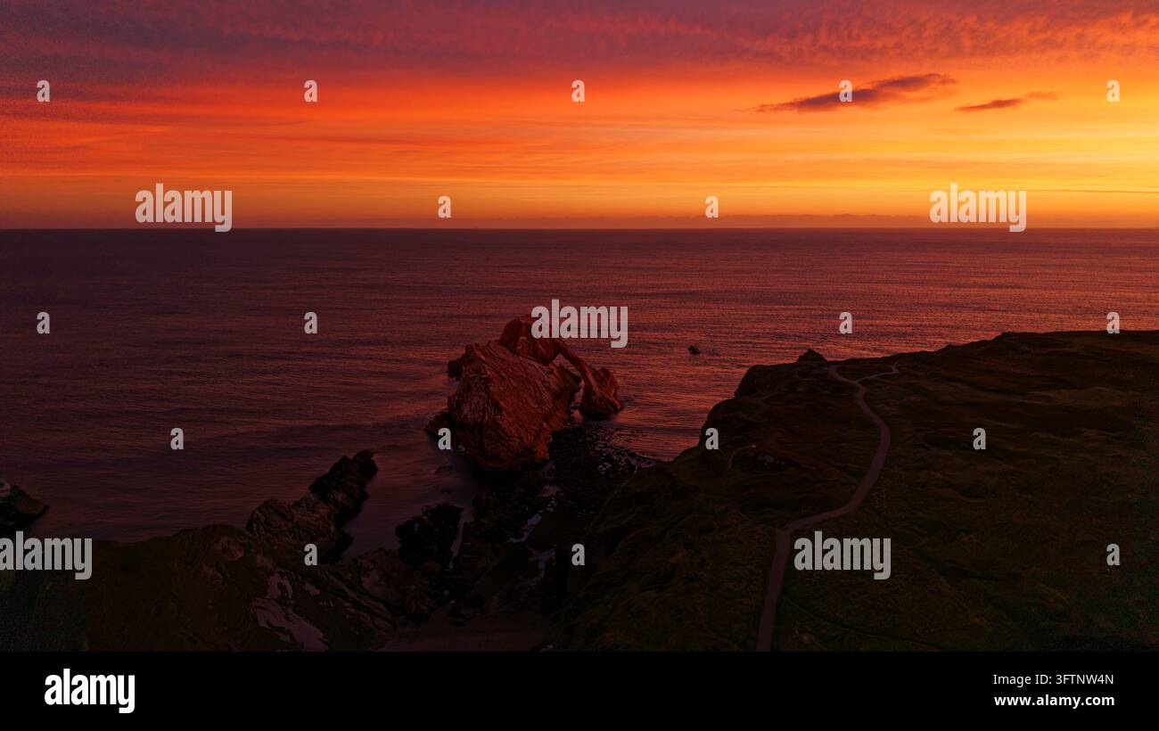 Bow Fiddle Rock Portknockie Moray Coast Scotland colourful red orange ...