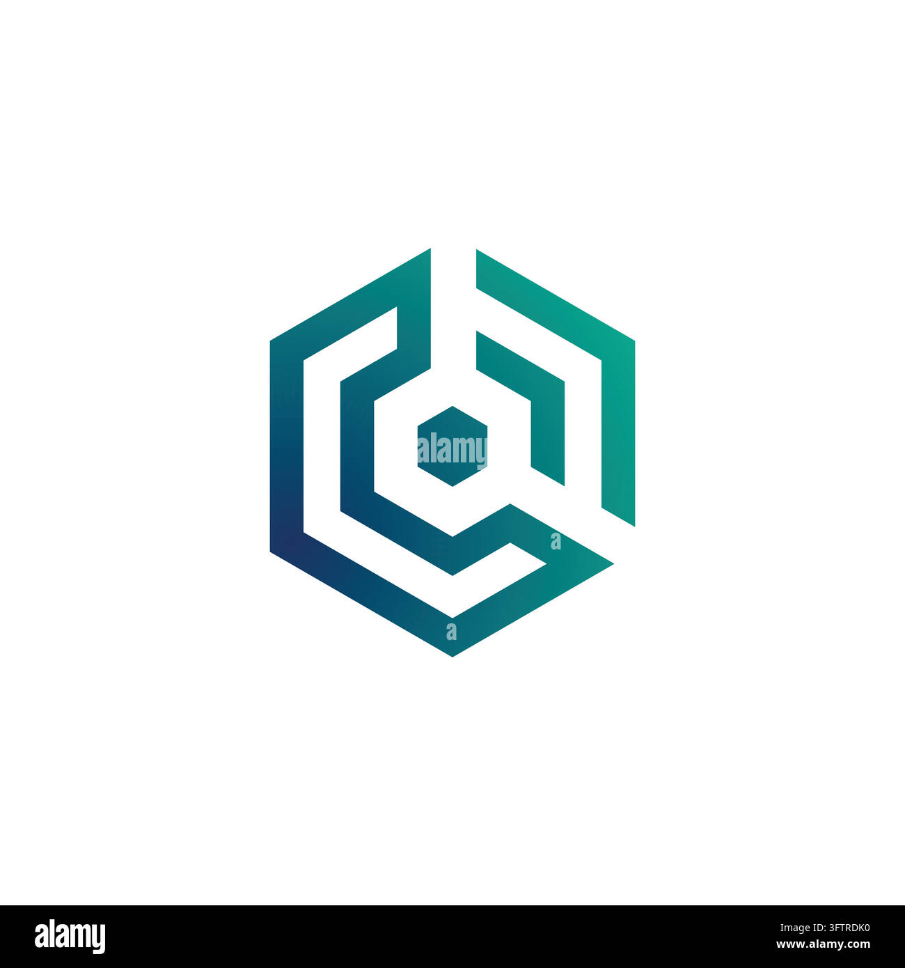 Futuristic hexagonal letter C vector logo template with tech network ...