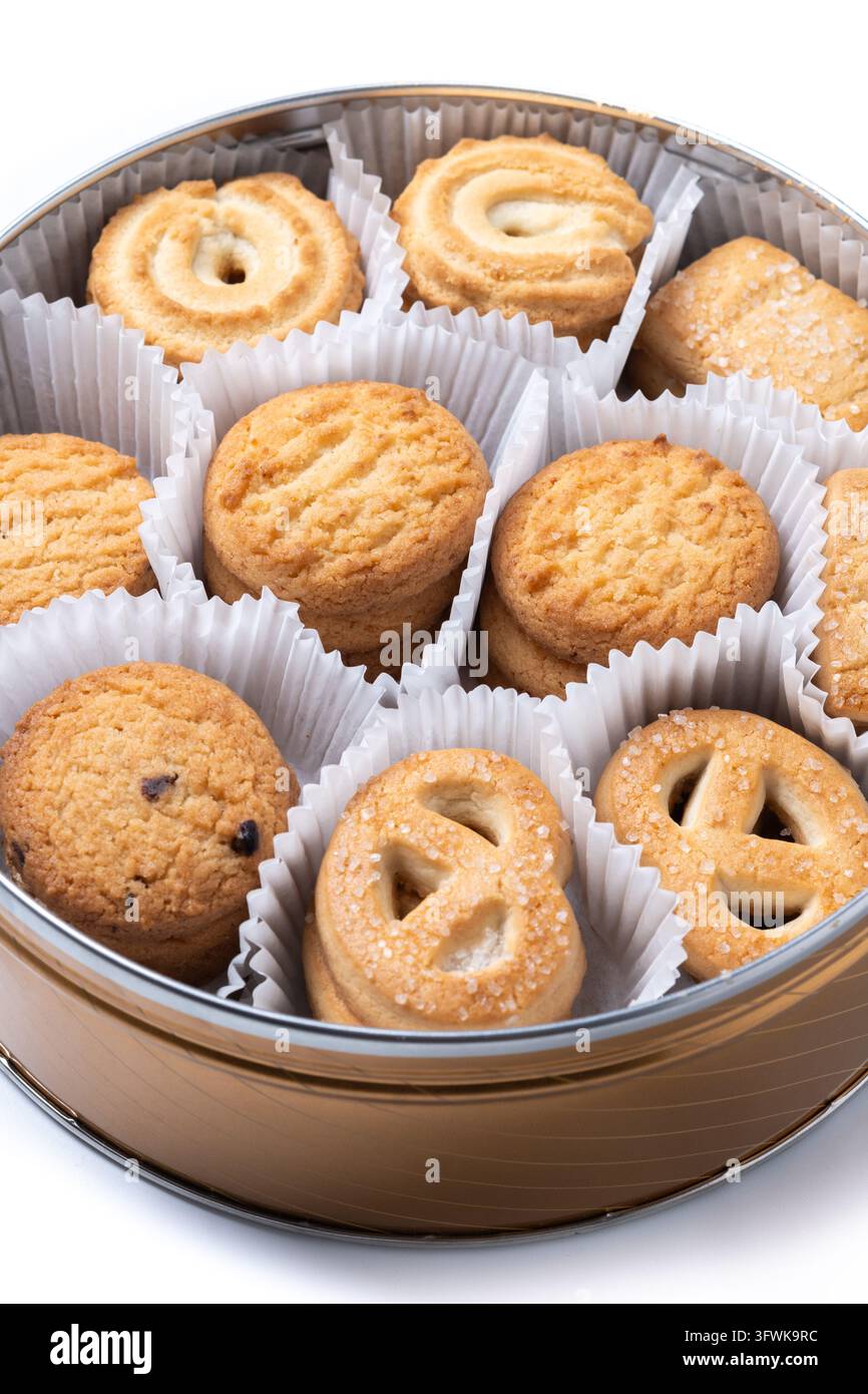Assorted butter cookies isolated on white background Stock Photo - Alamy