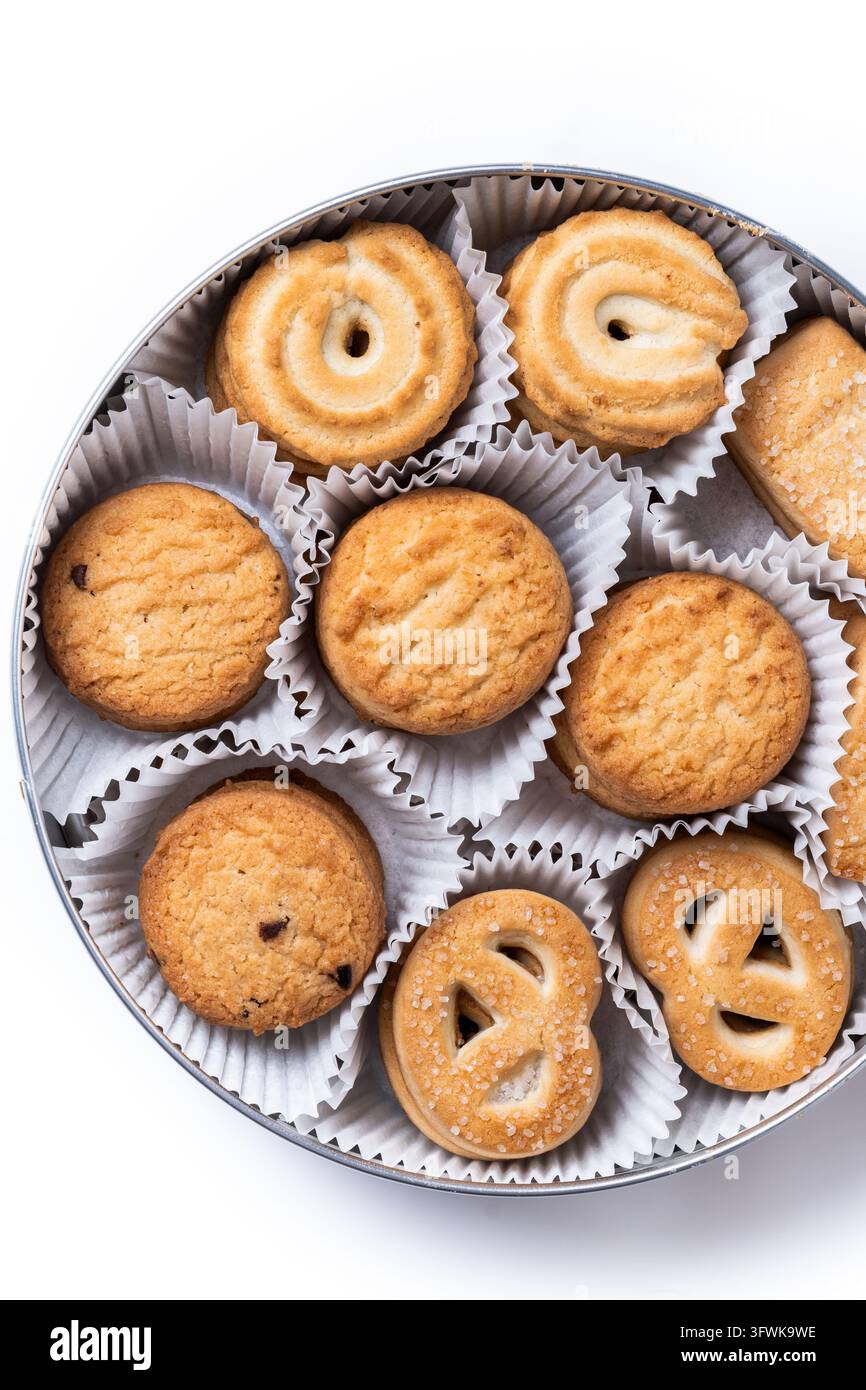 Assorted butter cookies isolated on white background Stock Photo - Alamy