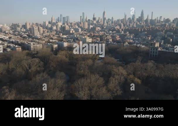 Aerial view of Manhattans Tompkins Square Park. Shot looking north ...