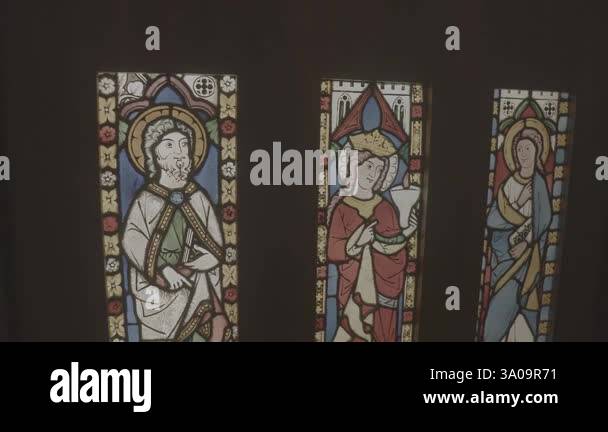 stained glass with catholic saints and Saint Florian. High quality 4k ...
