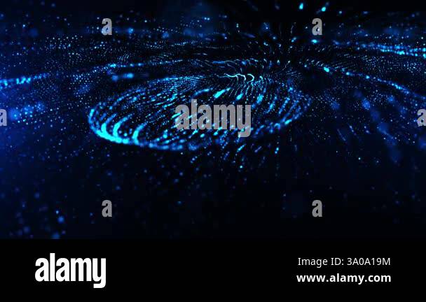 Abstract digital dynamic particle waves with light motion lights ...