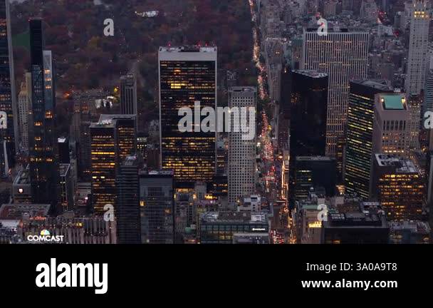 Dusk descends over New York City, casting long shadows across Central ...