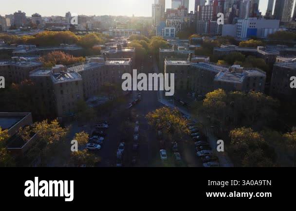 Aerial panorama capturing Queensbridge Houses, in Long Island City ...