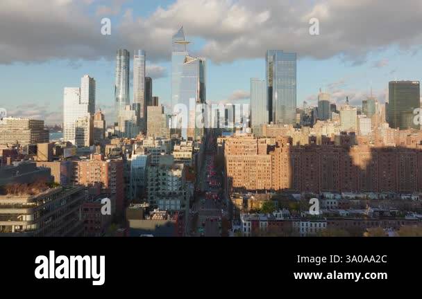 Aerial view of Harlem and Central Park North, with Uptown Manhattan ...