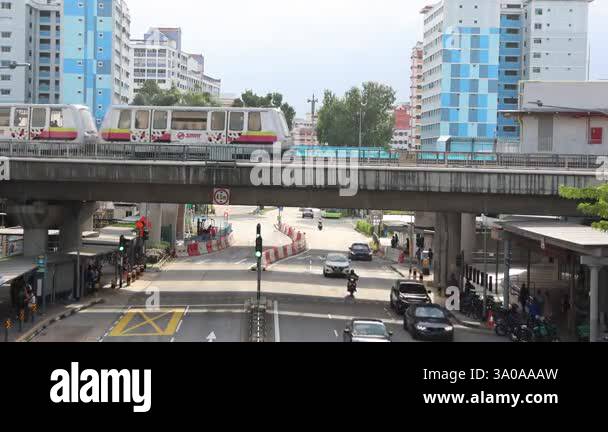 Singapore-2 Mar 2025: Self Driving Light Rapid Transit LRT on elevated ...