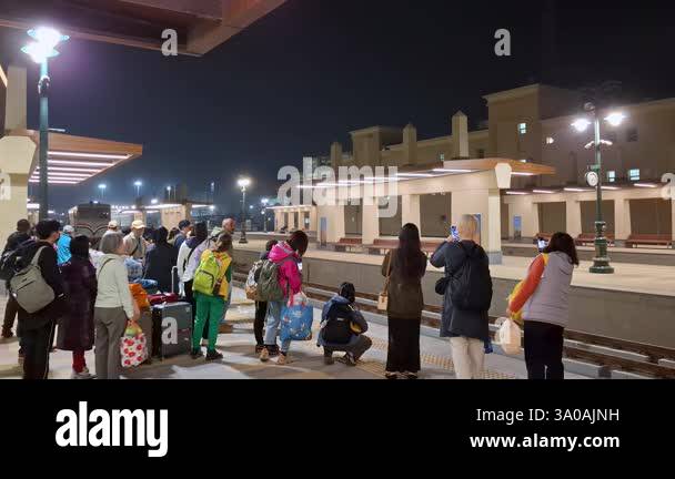 Cairo, Egypt January 15, 2025 A diesel-powered night sleeper train ...
