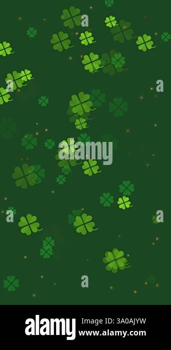 Abstract festive motion background with animated four leaf clover ...