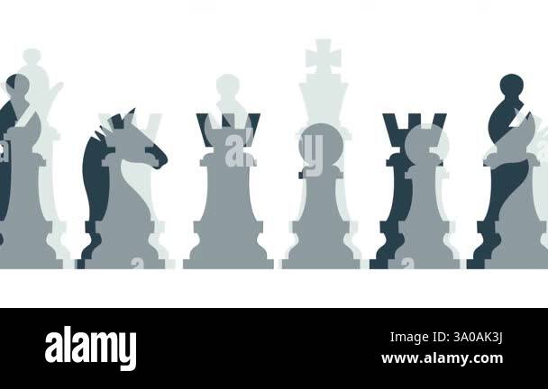 Chess game background. Chess pieces moving sideways and crossing each ...