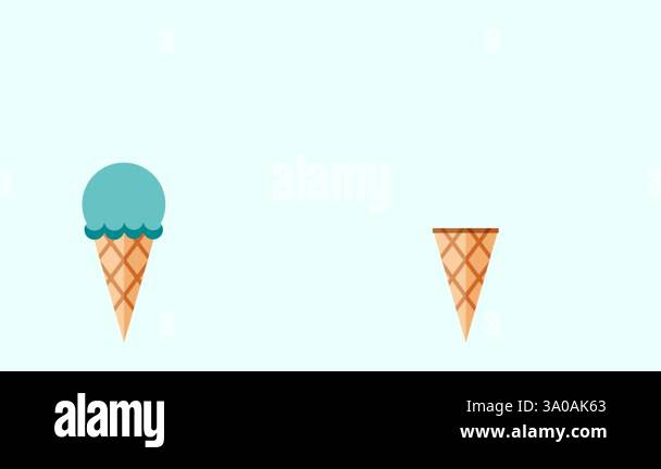 Ice cream balls falling onto a cone shaped waffle. Video for ...