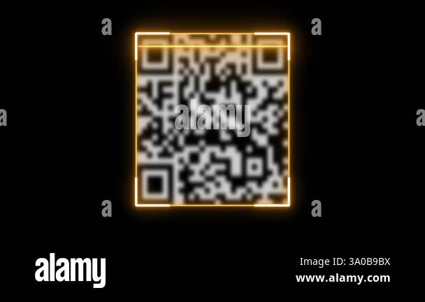 Glowing neon light animated barcode or qr code scanner, QR code scanner ...