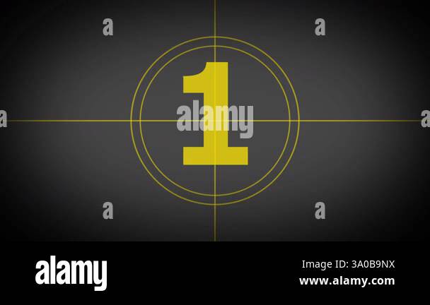 5 seconds vintage film countdown on faded grey background, counting ...